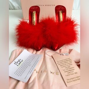 Sophia Webster | Shoes | Sophia Webster Delicia Marabou Mules Ruby Red ...